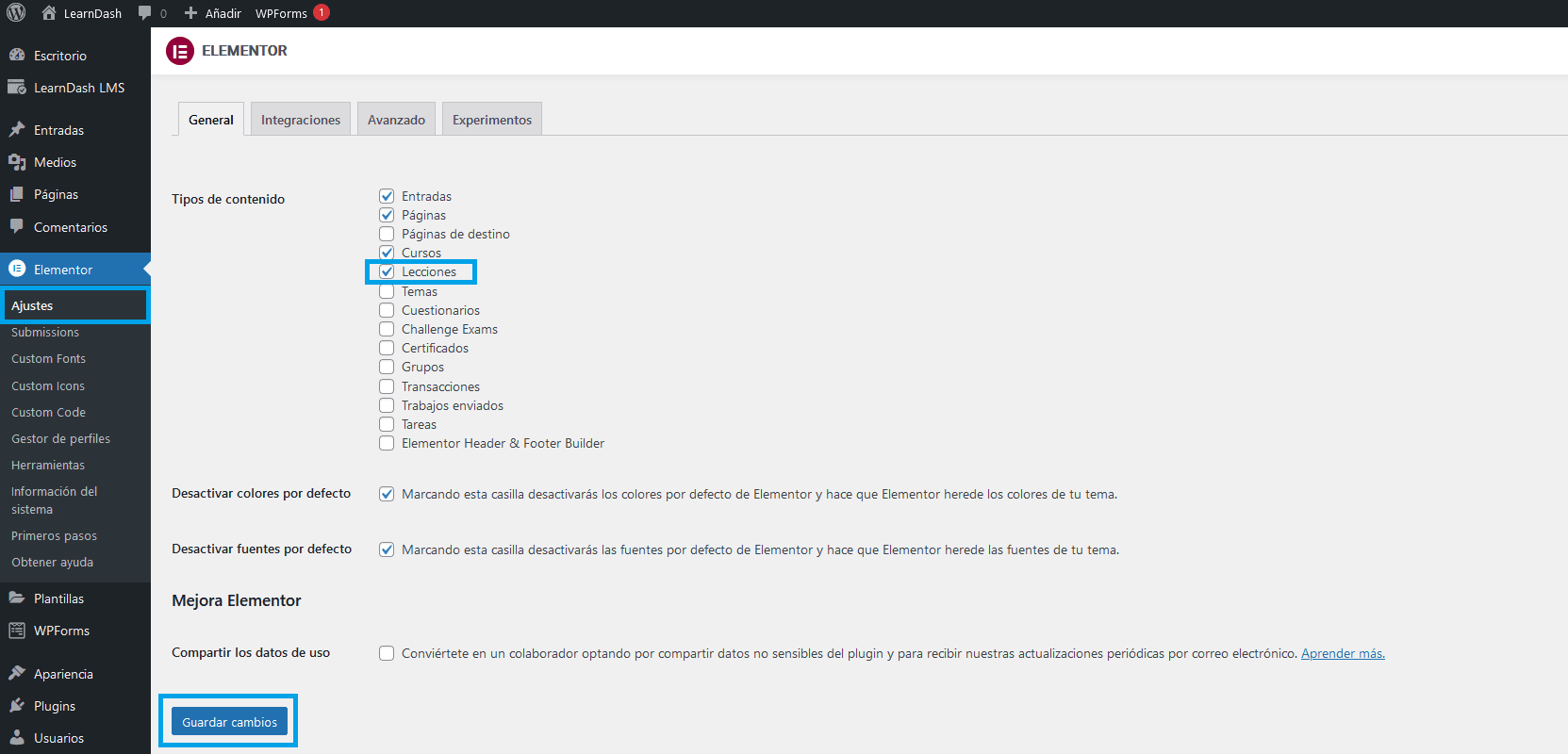 Integrar LearnDash y Elementor Pro (Nueva guía en español)